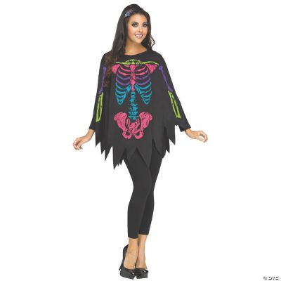 Women's Colorful Skeleton Poncho Costume | Halloween Express