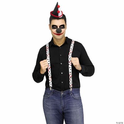 Adults Evil Clown Red, Black & White Suspender Set Costume Accessories ...