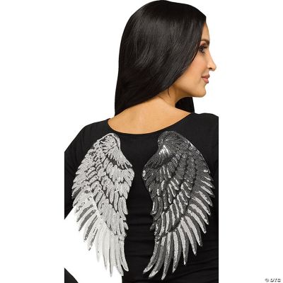 Adult Metallic Silver Fabric Foam Wings Costume Accessory | Halloween ...