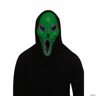 Adults Alien Spawn™ Light-Up Gray Full Mask with Black Hood - One Size