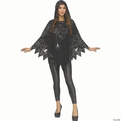 Adults Black & White Polyester Classic Spider Web Poncho Costume ...
