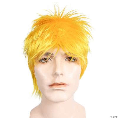 Adults Rod Short Spikey Top with Long Shag Wig - Bright Yellow DF 3