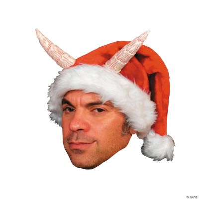 Adults Red & White Santa Hat with Devil Horns - One Size | Halloween ...