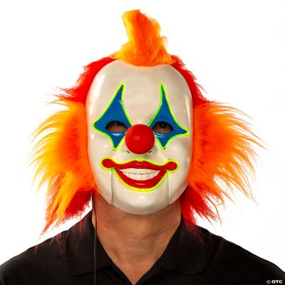 Moving Mouth Orange Red LED Clown Mask Costume Accessory | Halloween ...
