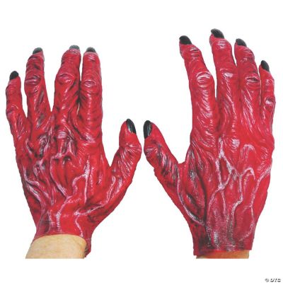 Adults Red Latex Devil Hands Costume Accessory | Halloween Express