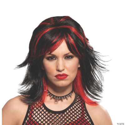 Unisex Black & Red Rocker Wig | Halloween Express