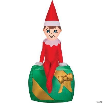 Elf On Present Airblown | Halloween Express