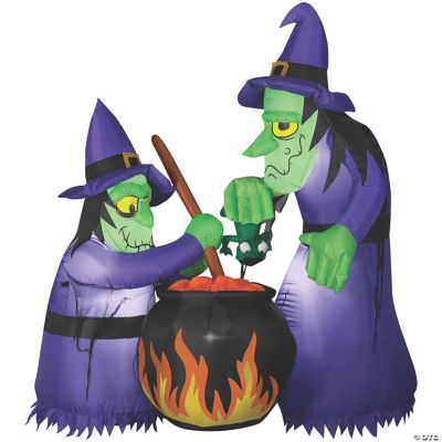 6' Blow Up Inflatable Double Bubble Witches With Cauldron Outdoor Yard ...