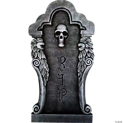Creepy Silver Skull Tombstone Decoration