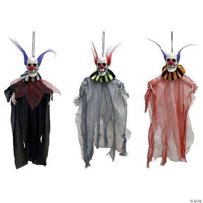 18" Skeleton Clown Hanging Decorations - Set of 3 | Halloween Express