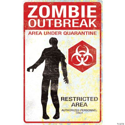 Metal Zombie Outbreak Sign | Halloween Express