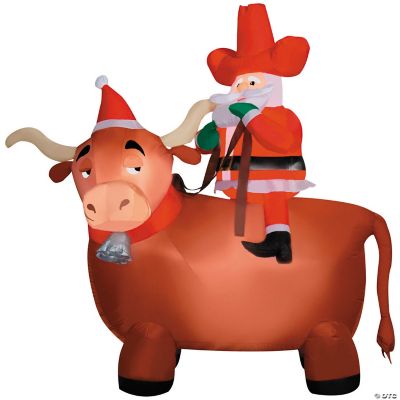 6 Ft. 6" Airblown® Inflatable Cowboy Santa on a Longhorn Christmas ...