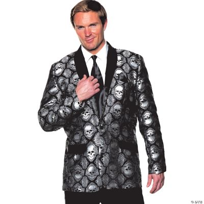 Adults Silver Jacquard Skull Jacket - XXL | Halloween Express